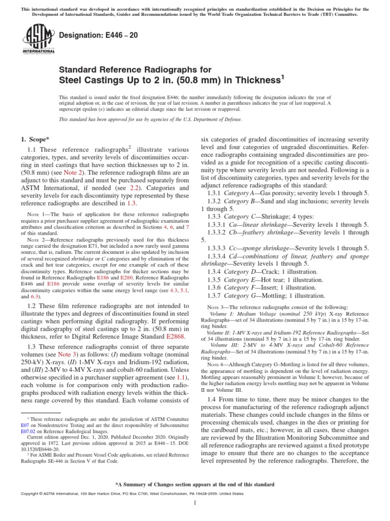 Steel Castings Up To 2 In. (50.8 MM) in Thickness: Standard Reference ...