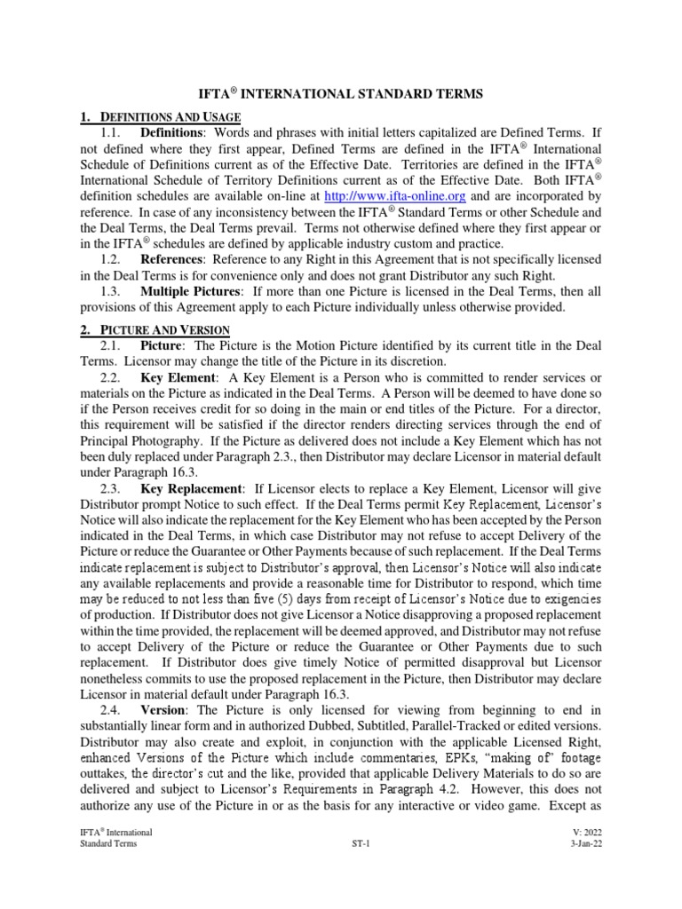 IFTA® INTERNATIONAL STANDARD TERMS 2022 Final | PDF | License | Tax Refund