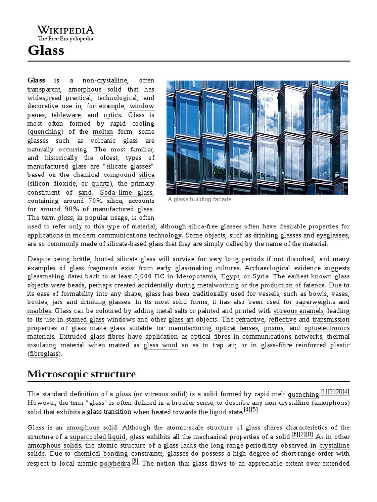 Glass | PDF | Glasses | Applied And Interdisciplinary Physics