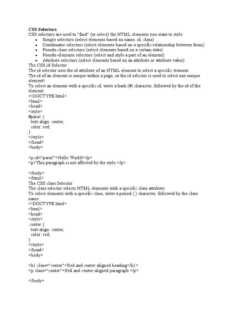 Understanding CSS Selectors Explained | PDF | Computers