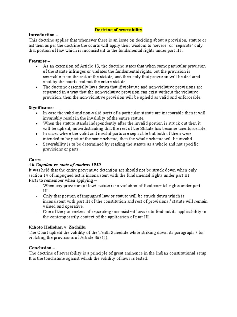 Doctrine of Severability | PDF | Political Charters | Public Law