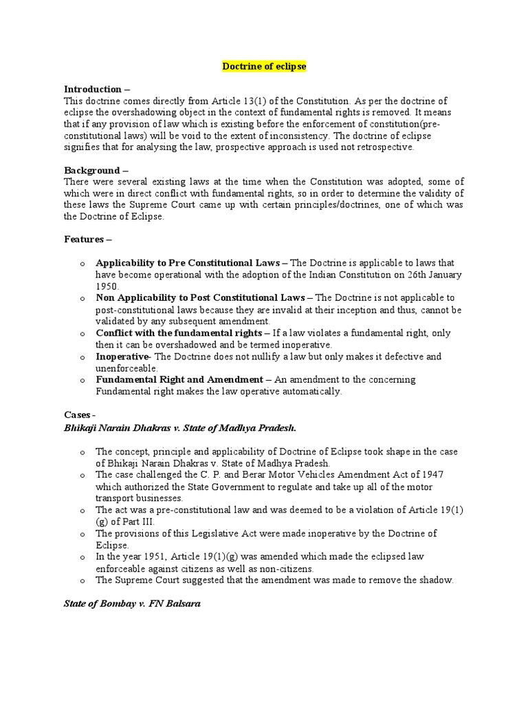 Doctrine of Eclipse | PDF | Constitution | Nullification (U.S ... Doctrine of Eclipse | PDF | Constitution | Nullification (U.S ...