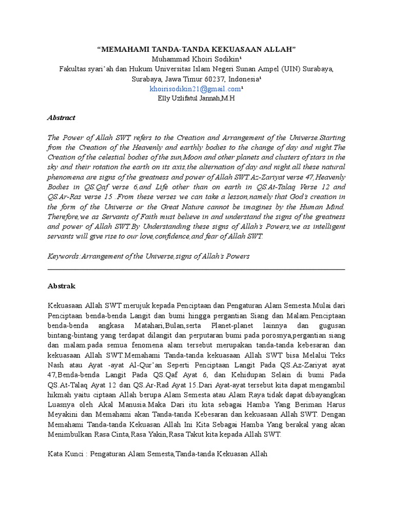 Tanda-Tanda Kekuasaan Allah | PDF