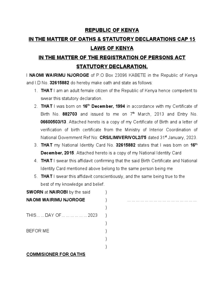 Affidavit Passport Pdf