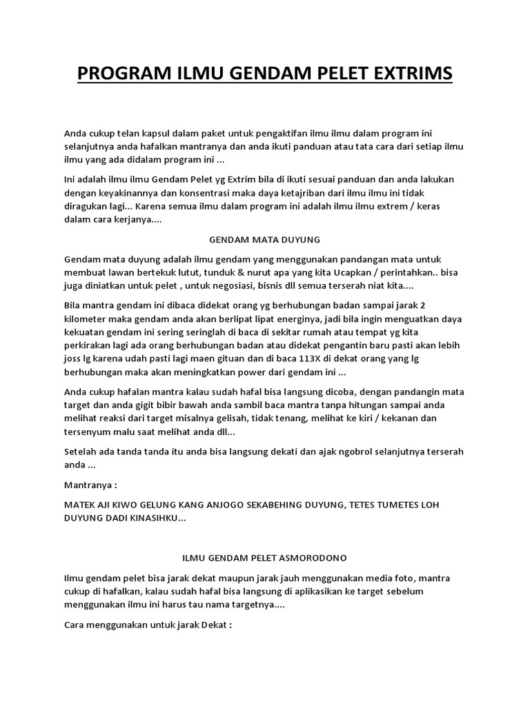 Program Gendam Pelet EXTREM | PDF | Karier & Perkembangan | Pengembangan Diri