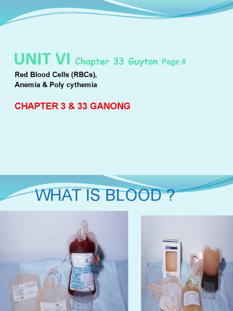 BLOOD Physiology Guyton 14th Edition Chapter 33 | PDF | Red Blood Cell ...