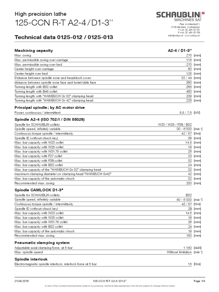 Techspec 125 CCN R T d1 3 | PDF | Manufactured Goods | Mechanical Engineering