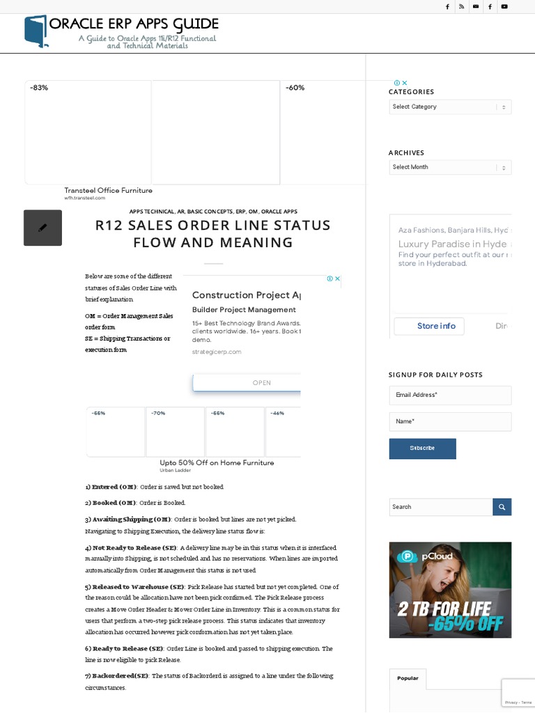 R12 Sales Order Line Status Flow And Meaning Oracle Erp Apps Guide Pdf Cookie Privacy