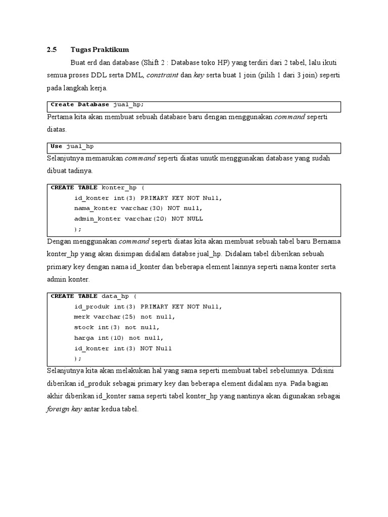 ERD dan Database Toko HP dengan SQL | PDF