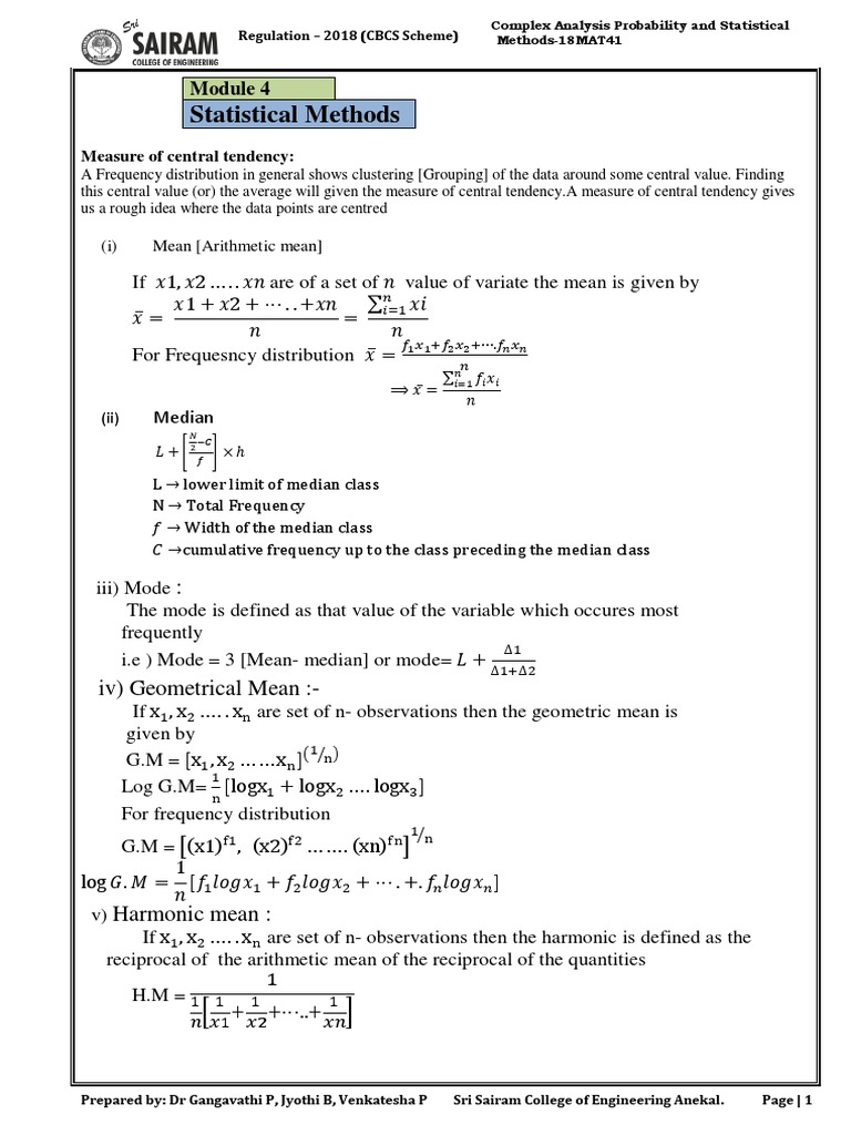 Module 4 - Statistical Methods | PDF | Mean | Linear Regression
