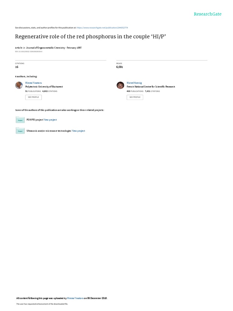 Regenerative Role of The Red Phosphorus in The Couple HI/P' | PDF ...