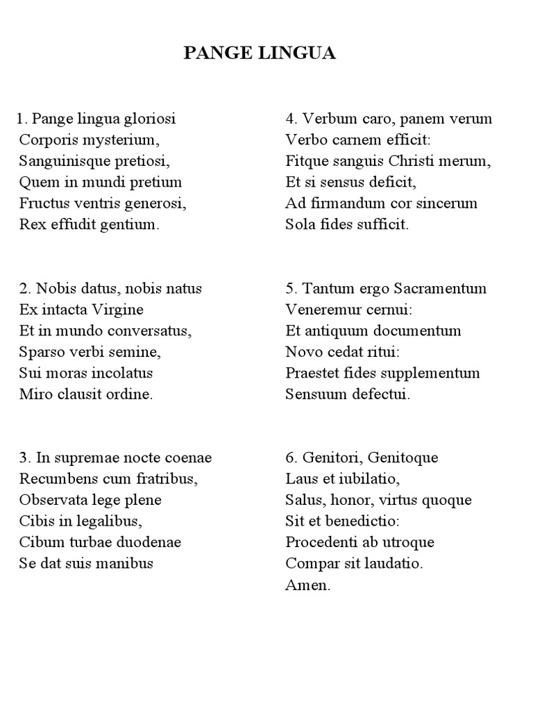 Pange Lingua Pdf | Pange Lingua Texte – MGNAR