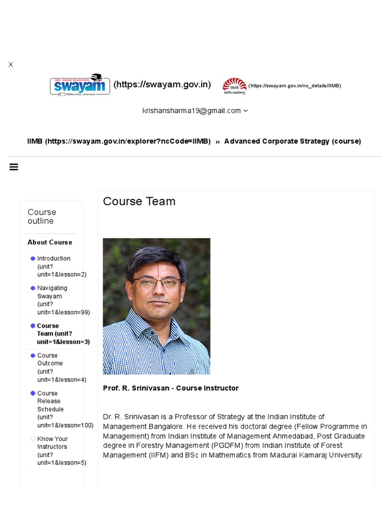 Advanced Corporate Strategy: Course Outline and Instructor Profiles | PDF | Cognition | Behavior ...