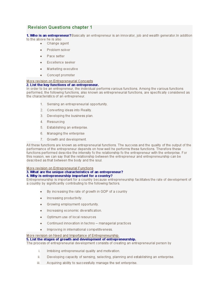 Revision Notes On Ent Chapter 1 | PDF | Entrepreneurship | Feasibility ...