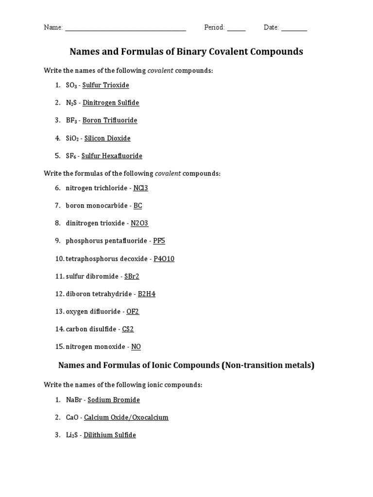 Naming Ionic and Covalent Compounds | PDF