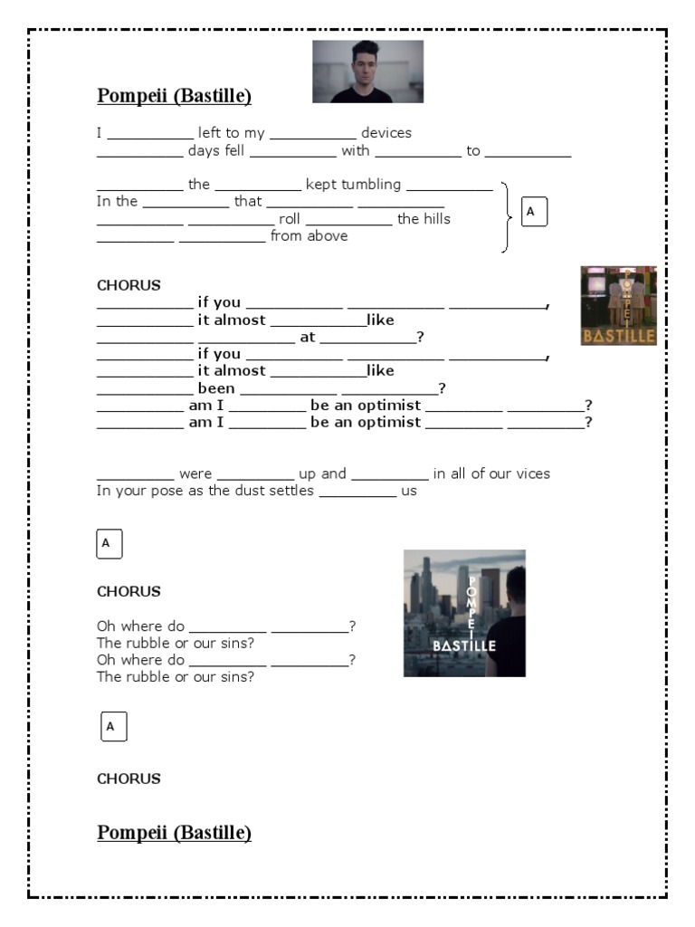 Pompeii - Bastille - Song With Blanks | PDF