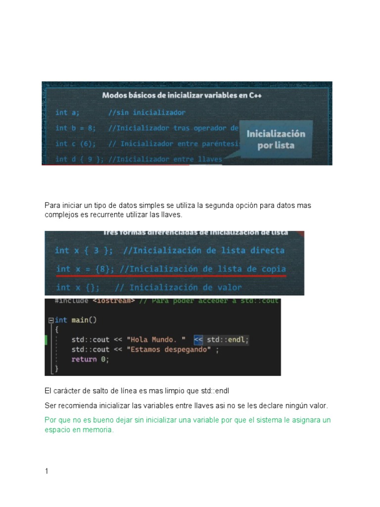 Por Que No Es Bueno Dejar Sin Inicializar Una Variable Por Que El Sistema Le Asignara Un Espacio ...