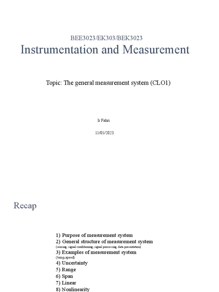 Instrumentation and Measurement: BEE3023/EK303/BEK3023 | PDF