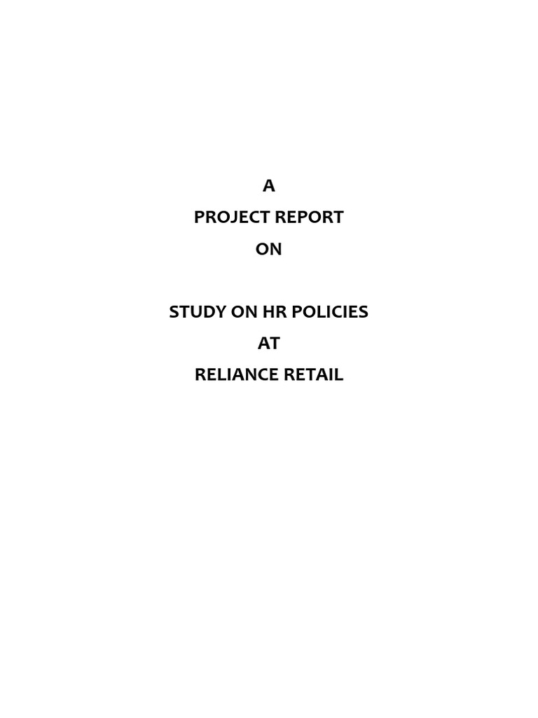 HR Policies at Reliance Retail | PDF | Retail | Supermarket