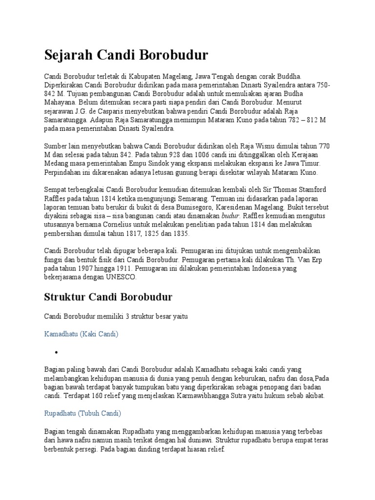 Sejarah dan Struktur Candi Borobudur | PDF | Ilmu Sosial | Sejarah