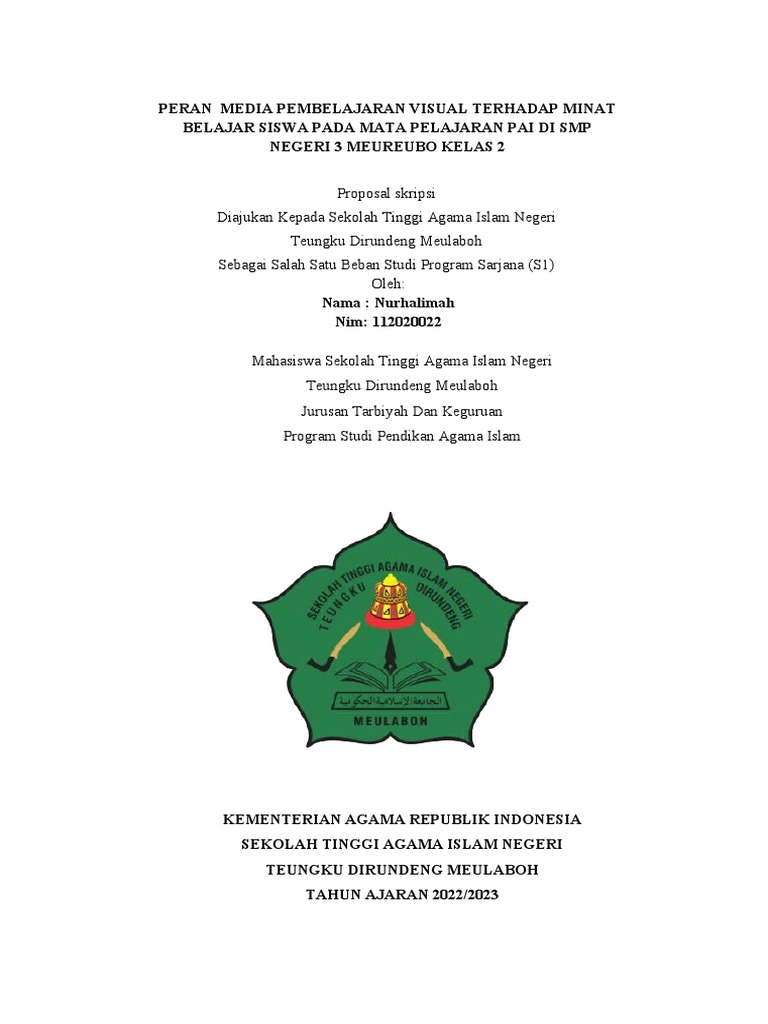Peran Media Pembelajaran Visual Terhadap Minat Belajar Siswa Pada Mata Pelajaran Pai Di SMP ...