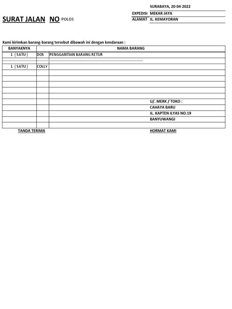 Surat Jalan - 1 | PDF