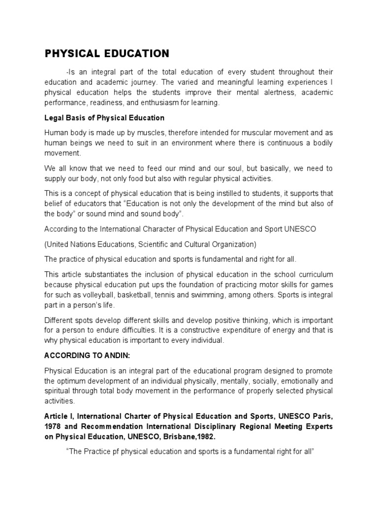 Physical Education | PDF | Physical Education | Mind