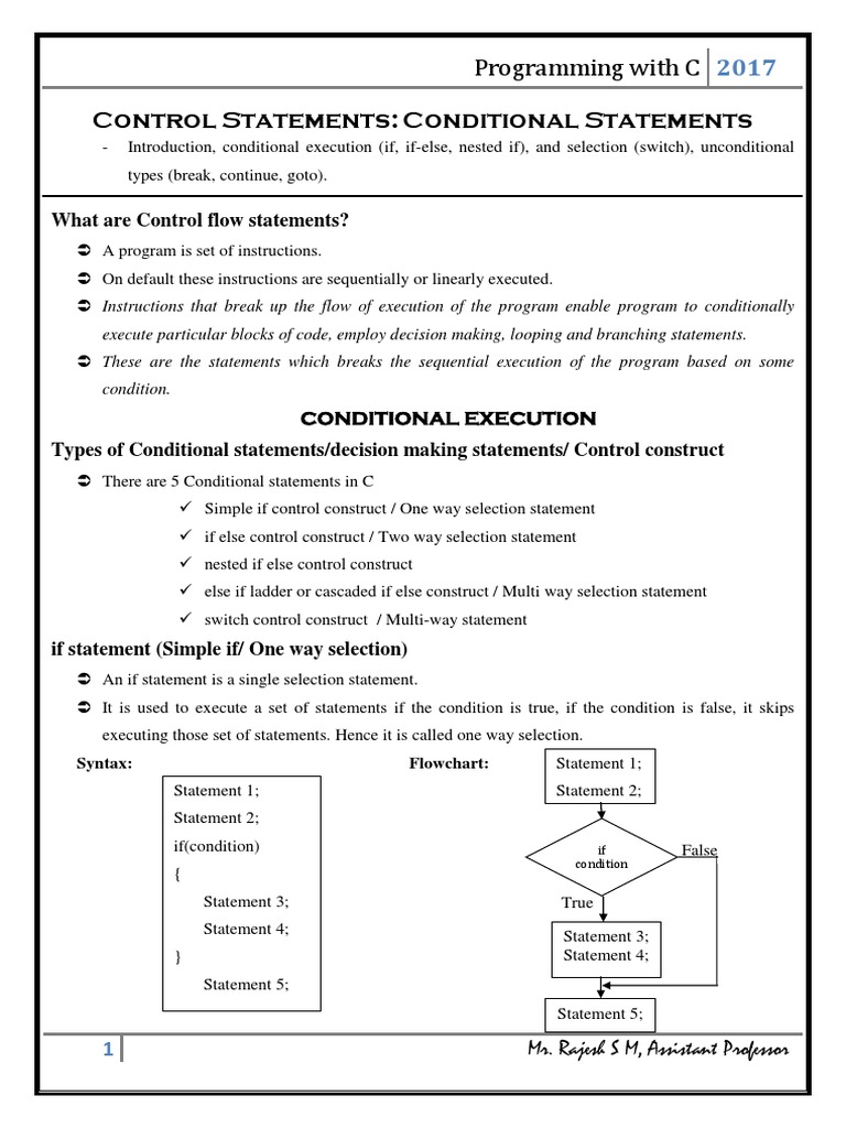 Control Statements - Conditional Statements | PDF | Control Flow | Computing