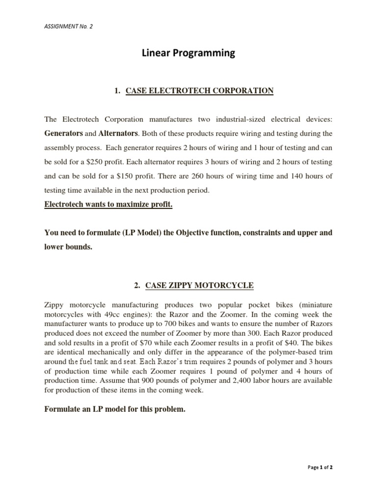 Assignment 1 (LP Models) | PDF | Desktop Computer | Laptop