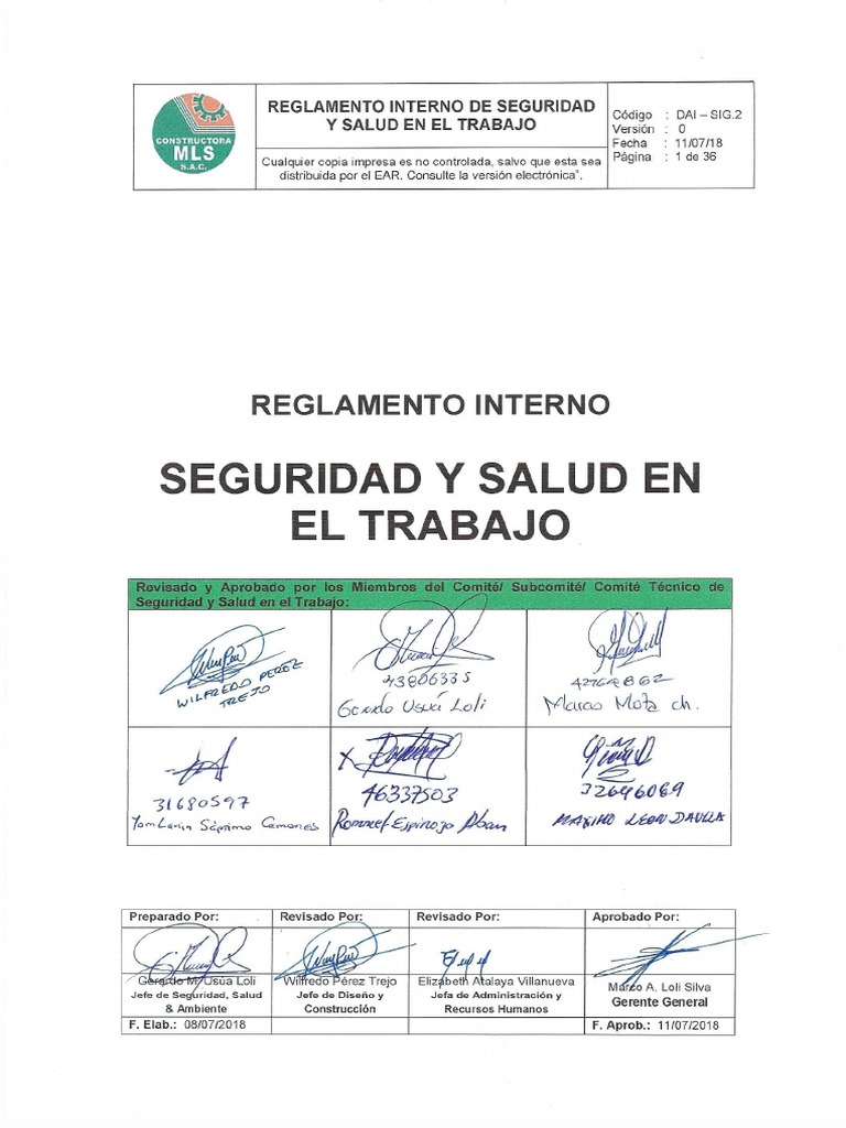 Reglamento Interno SST | PDF