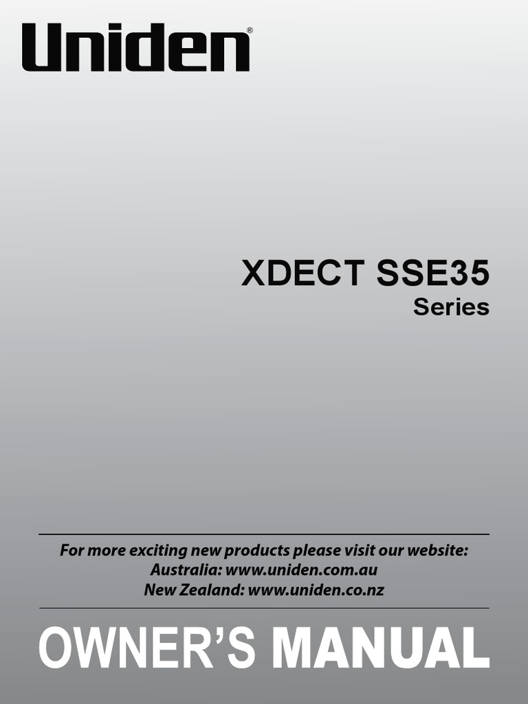 Uniden XDect SSE35 | PDF | Telephone | Voicemail