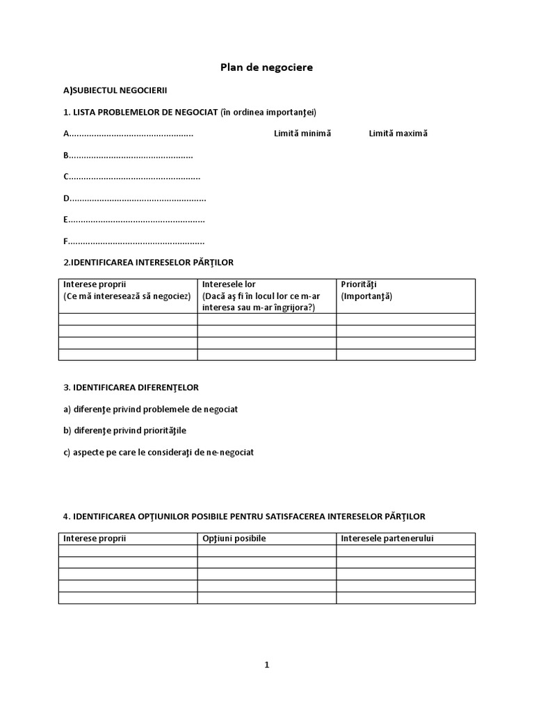 Plan de Negociere - 2018 | PDF