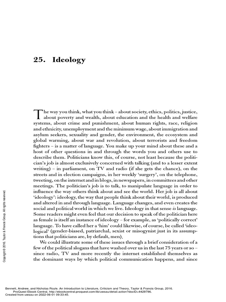 An Introduction To Literature Criticism and Theory - (25 Ideology ...