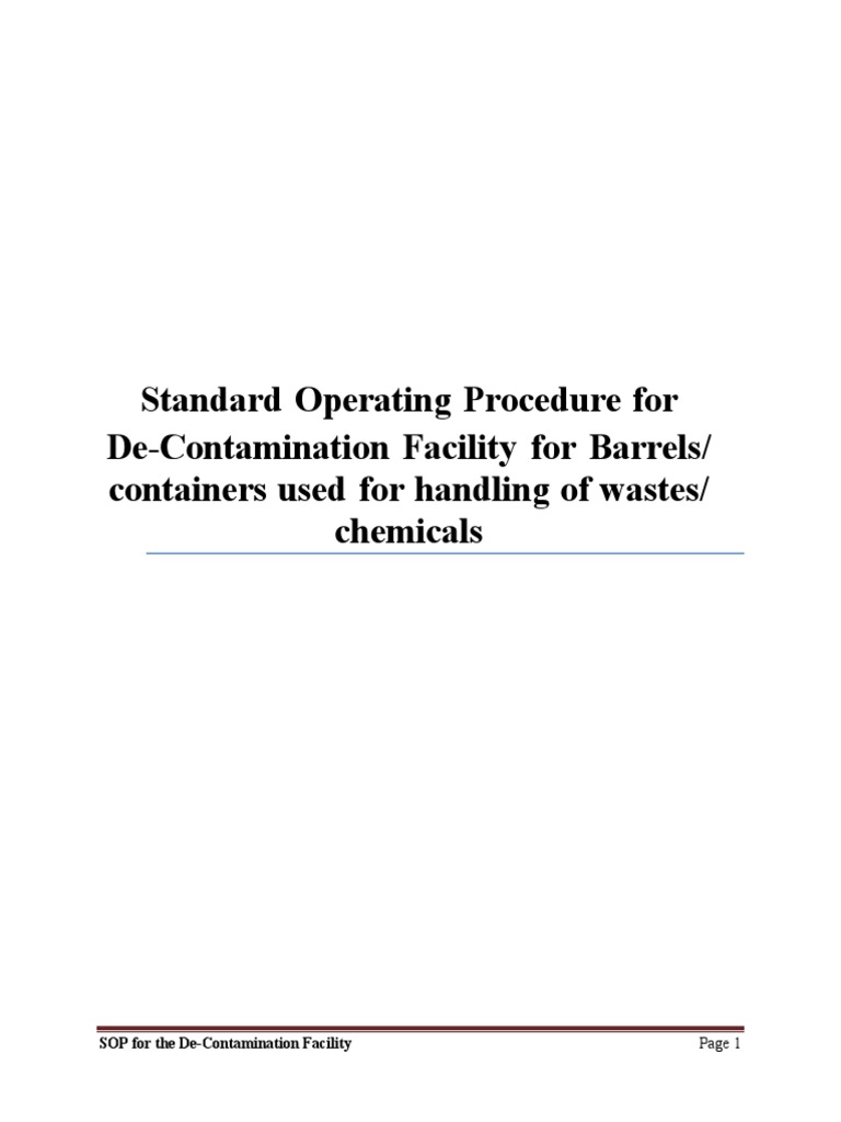 Standard Operating Procedure For De-Contamination Facility For Barrels ...
