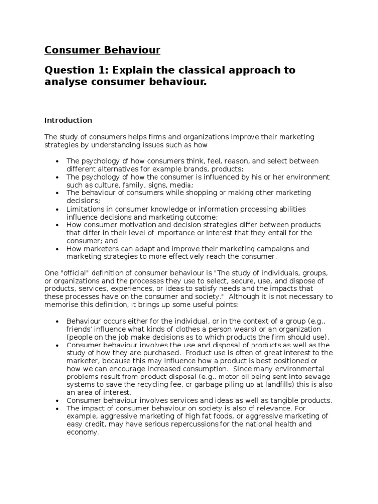 Consumer Behaviour Assignment For Managerial Economics.0 | PDF ...