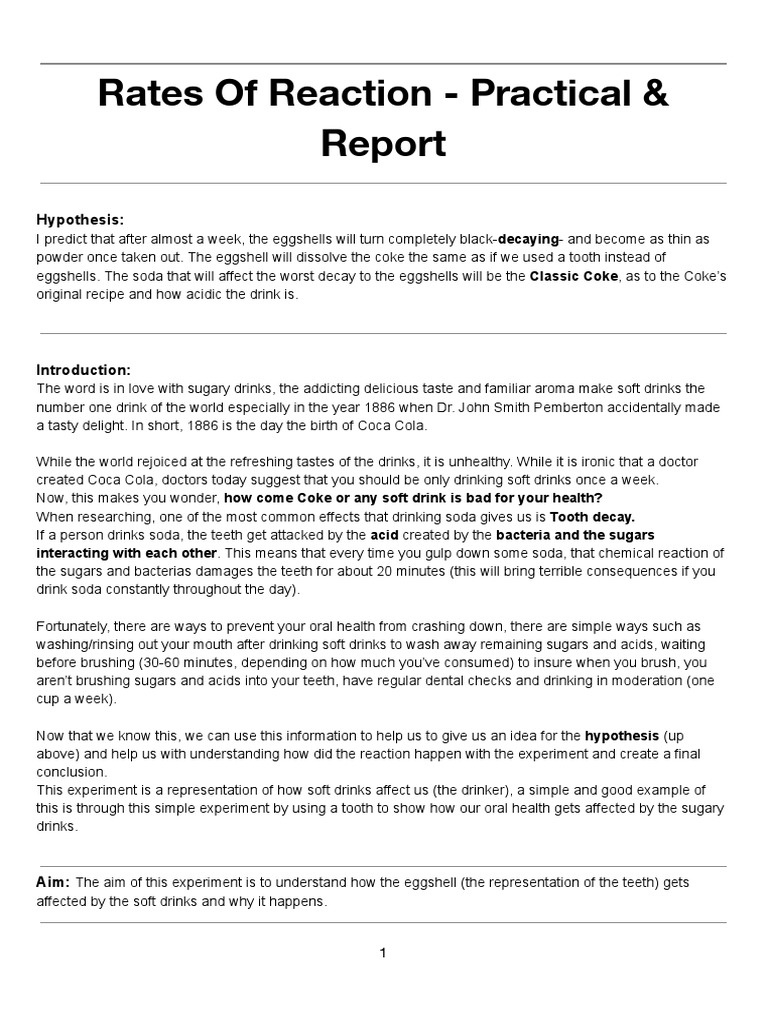 Chemistry Practical Rates Of Reaction Pdf Science Data