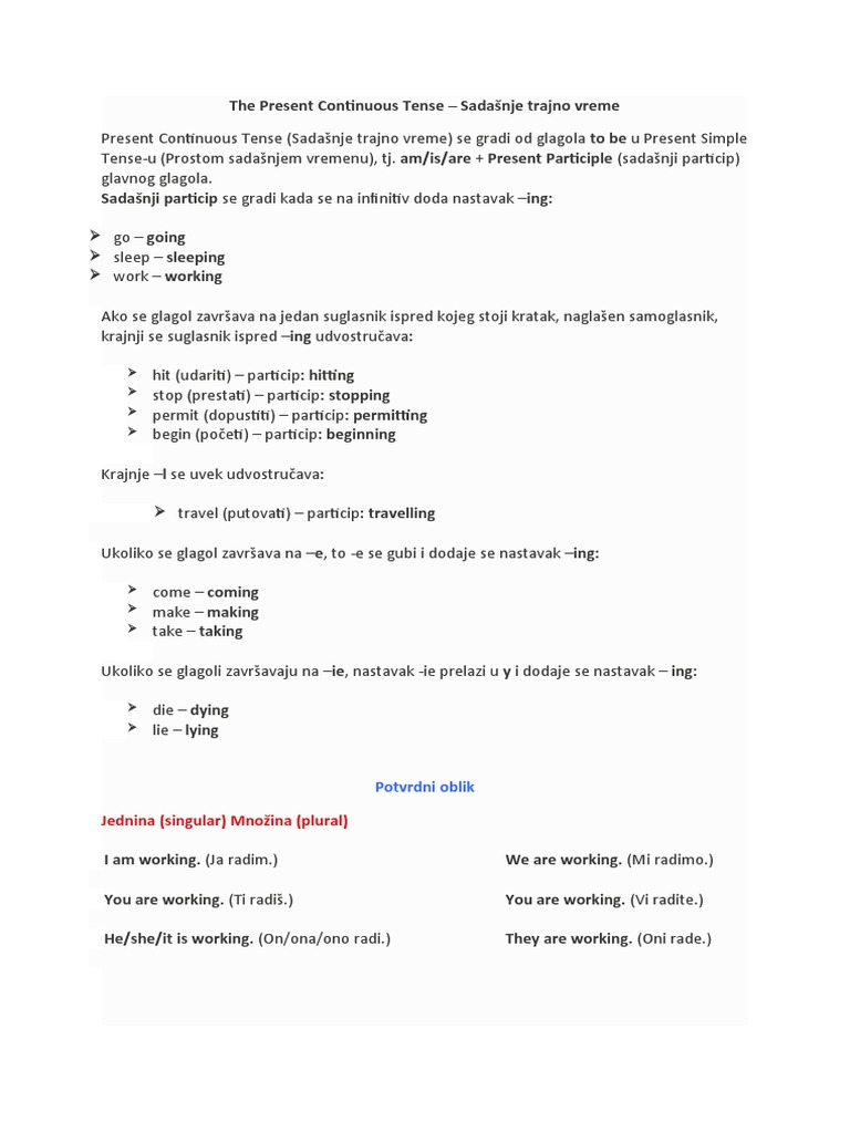 The Present Continuous Tense | PDF