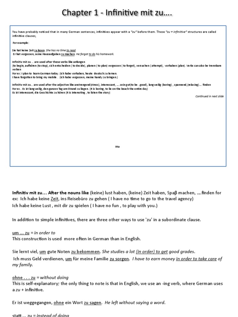 Chapter 1 - Infinitive Mit Zu | Download Free PDF | Cognitive Science | Morphology