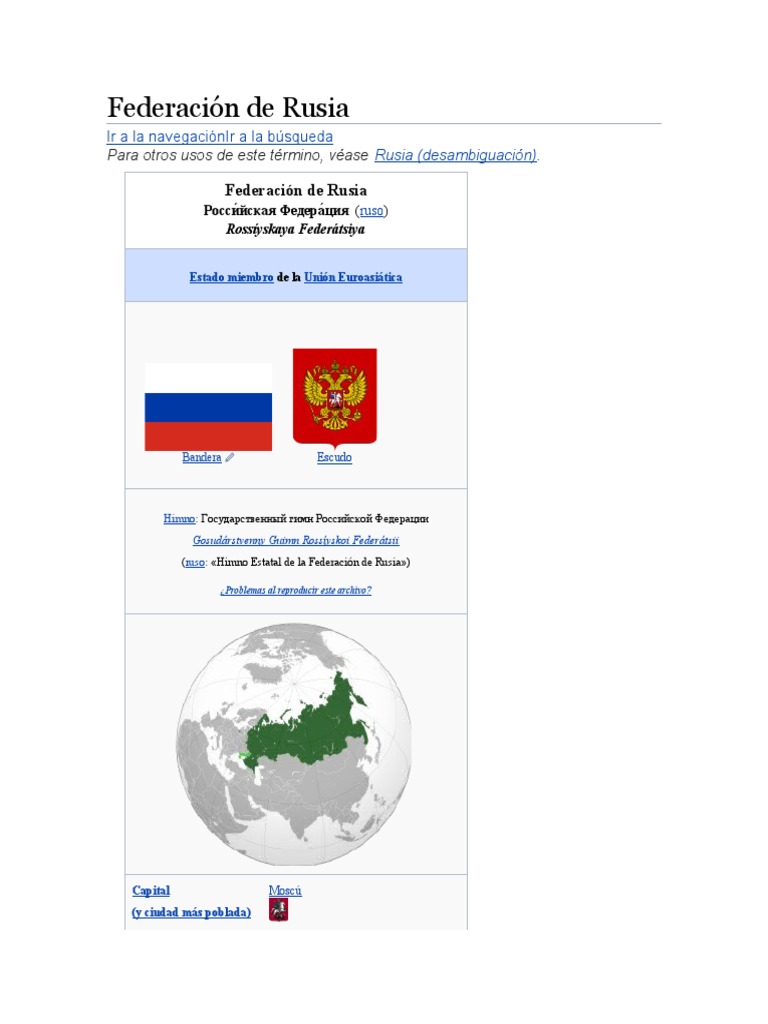 Federación de Rusia | PDF | Rusia | Política mundial