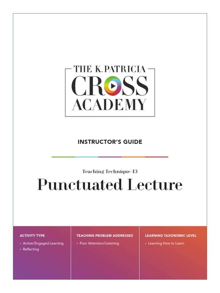 Punctuated Lecture: Instructor'S Guide | PDF | Lecture | Learning