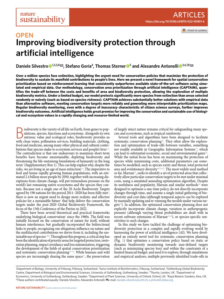 Improving Biodiversity Protection Through Artificial Intelligence | PDF ...