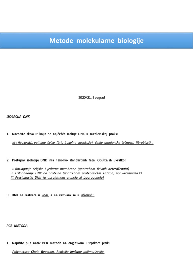Metode Molekularne Genetike | PDF