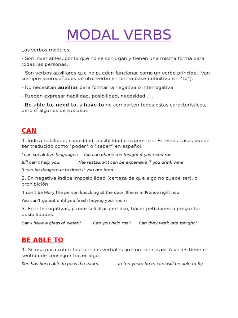 GRAMMAR Modal Verbs | PDF | Lingüística