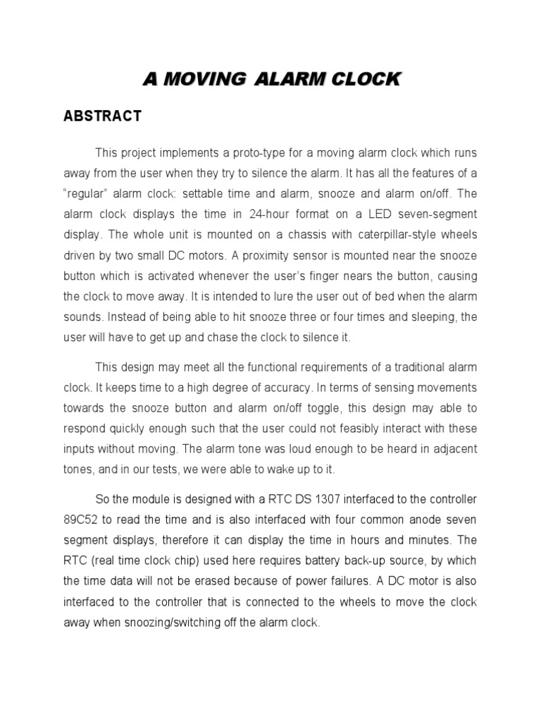 A Moving Alarm Clock | PDF