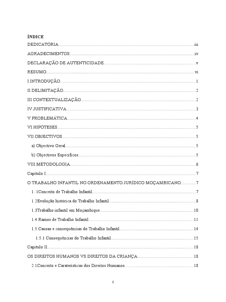 Mecanismo de proteção da Criança Contra o Trabalho Infantil Como Forma ...
