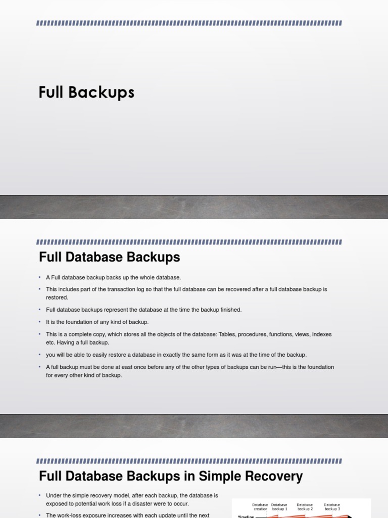 Full Backups | PDF | Backup | Databases