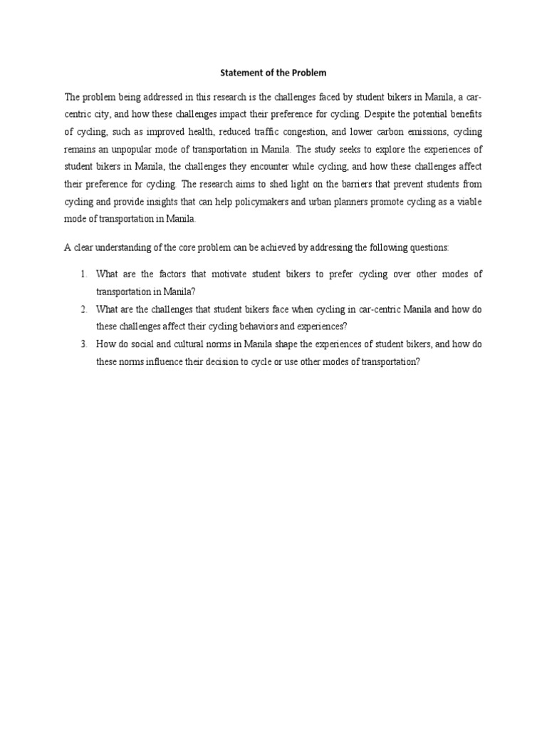 Statement of The Problem III | PDF