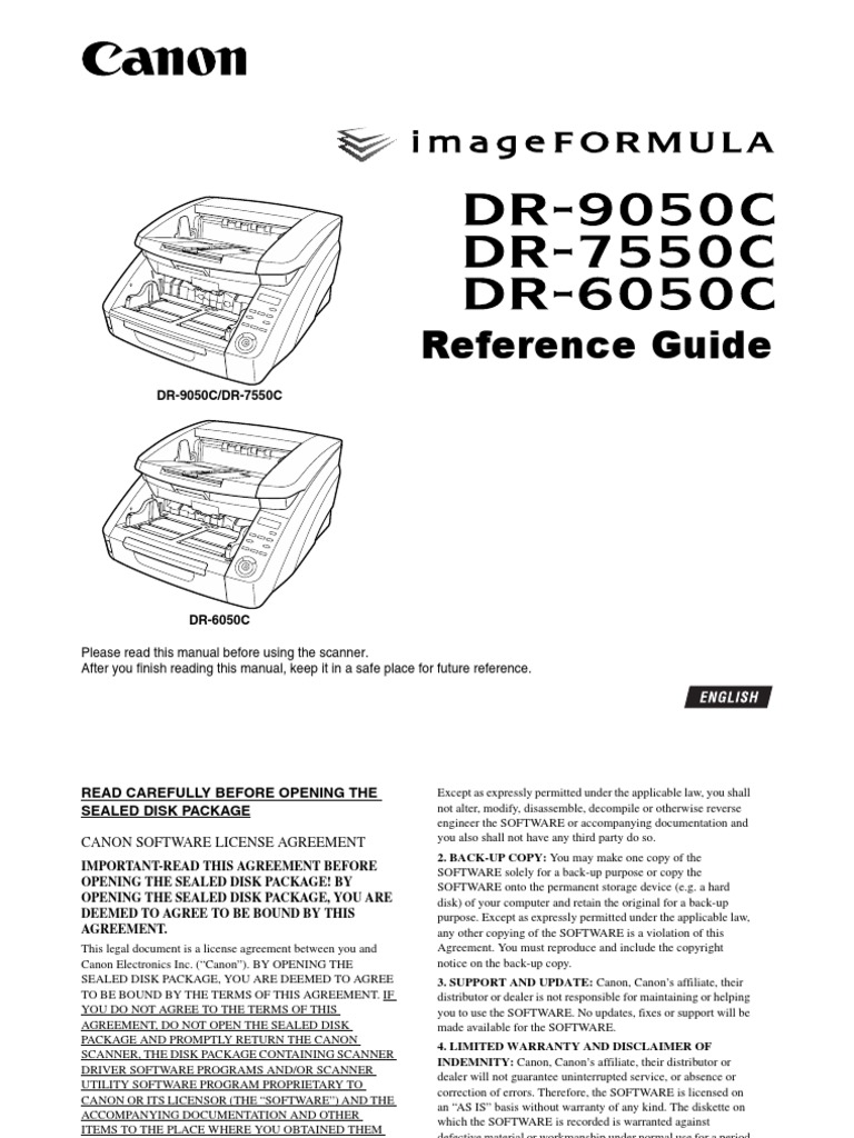 Reference Guide: DR-9050C/DR-7550C | PDF | Image Scanner | Electromagnetic Interference