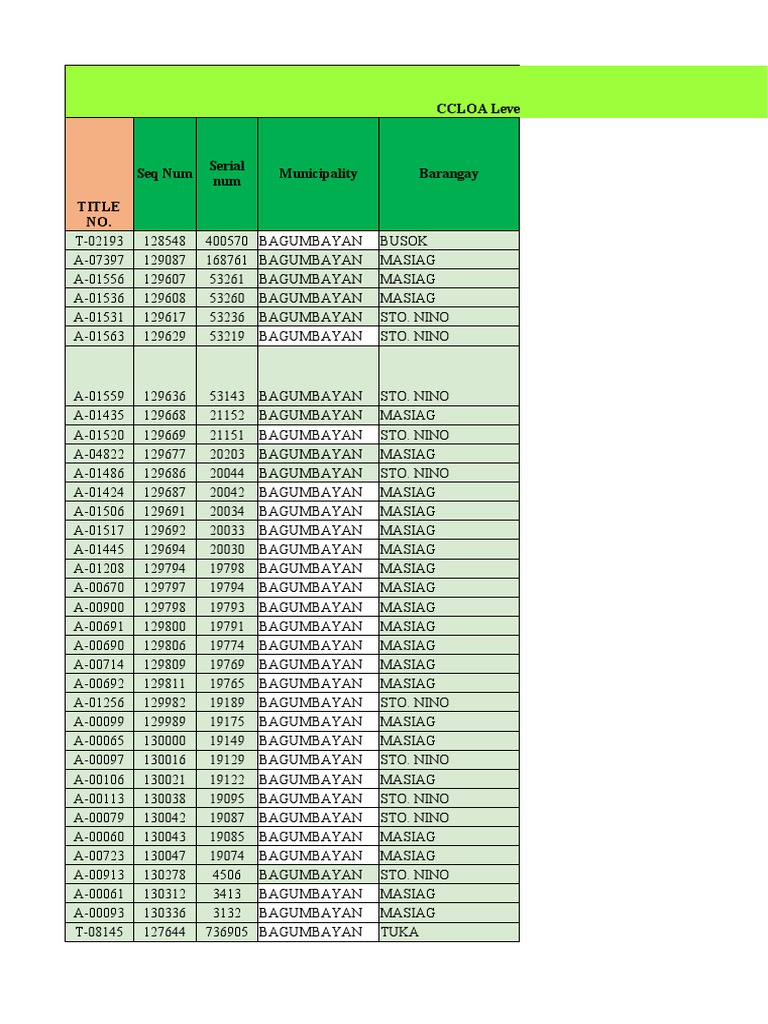Bagumbayan FVT Monitoring | PDF