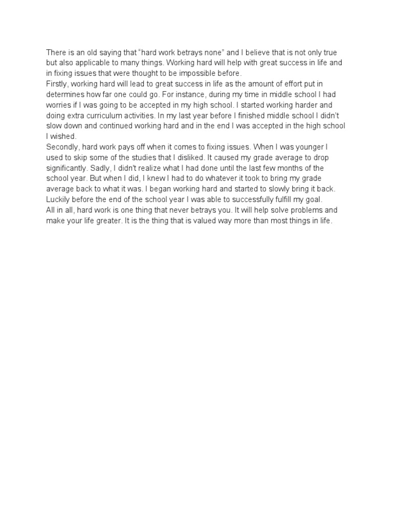 The Importance of Hard Work | PDF